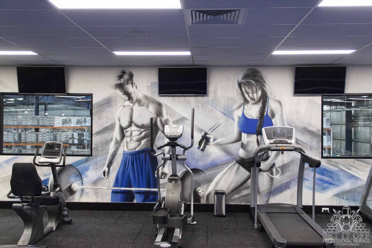 Gym Interior Graffiti Mural - Street Artist Melbourne