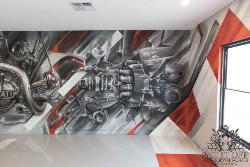 Garage Interior Mural with Floor - Graffiti Artist Melbourne